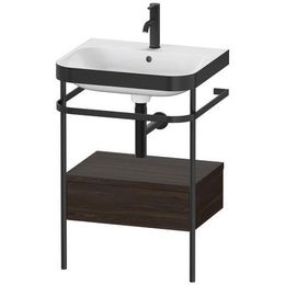 Duravit Happy D.2 Plus c-bonded Set mit Metallkonsole und Schubkasten Nussbaum geb&uuml;rstet Matt 575x49 HP4740O6969