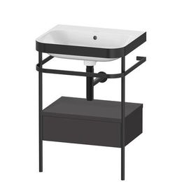 Duravit Happy D.2 Plus c-bonded Set mit Metallkonsole und Schubkasten Graphit Supermatt 575x490x850 HP4740N8080