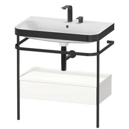 Duravit Happy D.2 Plus c-bonded Set mit Metallkonsole und Schubkasten Wei&szlig; Seidenmatt 775x490x850 mm HP4742E3636