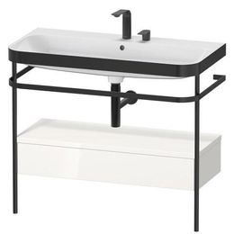 Duravit Happy D.2 Plus c-bonded Set mit Metallkonsole und Schubkasten Wei&szlig; Hochglanz 975x490x850 mm HP4743E2222