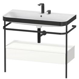 Duravit Happy D.2 Plus c-bonded Set mit Metallkonsole und Schubkasten Wei&szlig; Seidenmatt 975x490x850 mm HP4743E3636