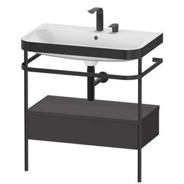 Duravit Happy D.2 Plus c-bonded Set mit Metallkonsole und Schubkasten Graphit Supermatt 775x490x850 HP4742E8080