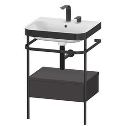Duravit Happy D.2 Plus c-bonded Set mit Metallkonsole und Schubkasten Graphit Supermatt 575x490x850 HP4740E8080
