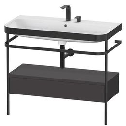 Duravit Happy D.2 Plus c-bonded Set mit Metallkonsole und Schubkasten Graphit Supermatt 975x490x850 HP4743E8080