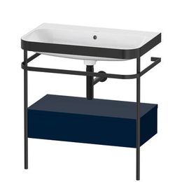 Duravit Happy D.2 Plus c-bonded Set mit Metallkonsole und Schubkasten Nachtblau Seidenmatt 775x490x8 HP4742N9898
