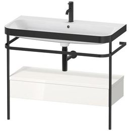 Duravit Happy D.2 Plus c-bonded Set mit Metallkonsole und Schubkasten Wei&szlig; Hochglanz 975x490x850 mm HP4743O2222
