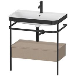 Duravit Happy D.2 Plus c-bonded Set mit Metallkonsole und Schubkasten Leinen Matt 775x490x850 mm - H HP4742O7575