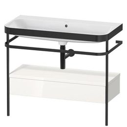 Duravit Happy D.2 Plus c-bonded Set mit Metallkonsole und Schubkasten Wei&szlig; Hochglanz 975x490x850 mm HP4743N2222