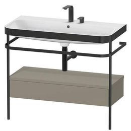 Duravit Happy D.2 Plus c-bonded Set mit Metallkonsole und Schubkasten Stein Grau Seidenmatt 975x490x HP4743E9292