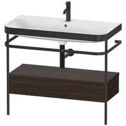 Duravit Happy D.2 Plus c-bonded Set mit Metallkonsole und Schubkasten Nussbaum geb&uuml;rstet Matt 975x49 HP4743O6969