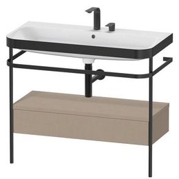 Duravit Happy D.2 Plus c-bonded Set mit Metallkonsole und Schubkasten Leinen Matt 975x490x850 mm - H HP4743E7575