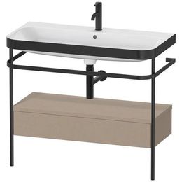Duravit Happy D.2 Plus c-bonded Set mit Metallkonsole und Schubkasten Leinen Matt 975x490x850 mm - H HP4743O7575
