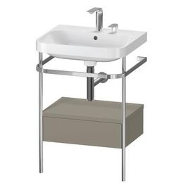 Duravit Happy D.2 Plus c-shaped Set mit Metallkonsole und Schubkasten Stein Grau Seidenmatt 575x490x HP4840E9292