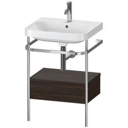 Duravit Happy D.2 Plus c-shaped Set mit Metallkonsole und Schubkasten Nussbaum geb&uuml;rstet Matt 575x49 HP4840O6969