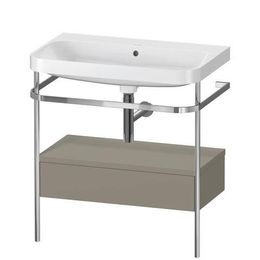 Duravit Happy D.2 Plus c-shaped Set mit Metallkonsole und Schubkasten Stein Grau Seidenmatt 775x490x HP4842N9292
