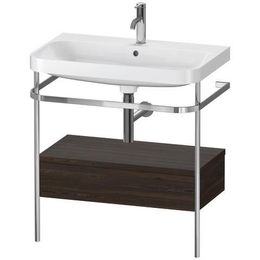 Duravit Happy D.2 Plus c-shaped Set mit Metallkonsole und Schubkasten Nussbaum geb&uuml;rstet Matt 775x49 HP4842O6969