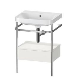 Duravit Happy D.2 Plus c-shaped Set mit Metallkonsole und Schubkasten Nordic Wei&szlig; Seidenmatt 575x490 HP4840N3939