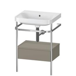 Duravit Happy D.2 Plus c-shaped Set mit Metallkonsole und Schubkasten Stein Grau Seidenmatt 575x490x HP4840N9292