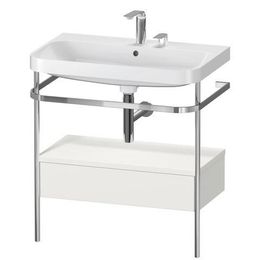 Duravit Happy D.2 Plus c-shaped Set mit Metallkonsole und Schubkasten Nordic Wei&szlig; Seidenmatt 775x490 HP4842E3939