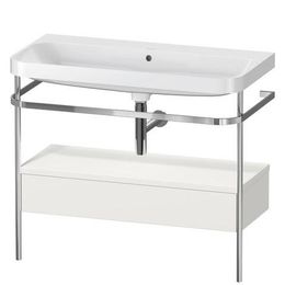 Duravit Happy D.2 Plus c-shaped Set mit Metallkonsole und Schubkasten Nordic Wei&szlig; Seidenmatt 975x490 HP4843N3939