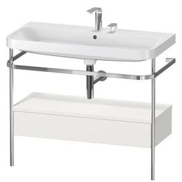 Duravit Happy D.2 Plus c-shaped Set mit Metallkonsole und Schubkasten Nordic Wei&szlig; Seidenmatt 975x490 HP4843E3939