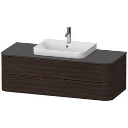 Duravit Happy D.2 Plus Konsolenwaschtischunterbau wandh&auml;ngend Nussbaum geb&uuml;rstet Matt 1300x550x408 m HP496206969