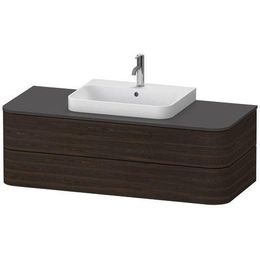 Duravit Happy D.2 Plus Konsolenwaschtischunterbau wandh&auml;ngend Nussbaum geb&uuml;rstet Matt 1300x550x408 m HP497206969