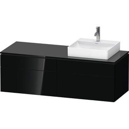 Duravit L-Cube Konsolenwaschtischunterbau wandh&auml;ngend Schwarz Hochglanz 1420x550x482 mm - LC4870R404 LC4870R40400000