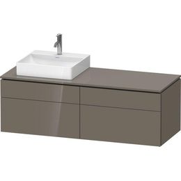 Duravit L-Cube Konsolenwaschtischunterbau wandh&auml;ngend Flanell Grau Hochglanz 1420x550x482 mm - LC487 LC4870L89890000