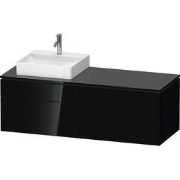 Duravit L-Cube Konsolenwaschtischunterbau wandh&auml;ngend Schwarz Hochglanz 1420x550x482 mm - LC4870L404 LC4870L40400000