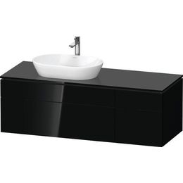 Duravit L-Cube Konsolenwaschtischunterbau wandh&auml;ngend Schwarz Hochglanz 1420x550x482 mm - LC48770404 LC4877040400000