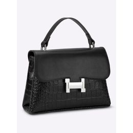 Heine Damen Handtasche, schwarz, Metall, Viskosemischung, unifarben, Taschen
