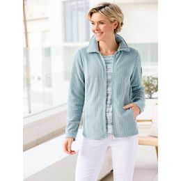 Fleecejacke Casual Looks, Damen, Gr. 44, schwarz (kalkmint, schwarz), 100% Polyester, gemustert, mehrfarbig, Jacken Fleecejacke