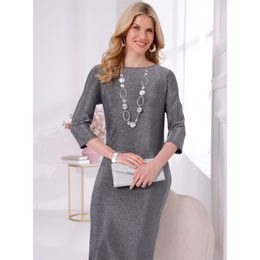 Classic Basics Damen Etuikleid "Jersey-Kleid", silber, Gr. 46, unifarben, Jersey, 52% Polyamid, 42% metallisierte Fasern, 6% Elasthan, Kleider