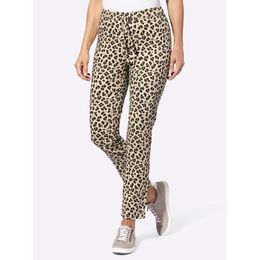Classic Basics Damen Schlupfhose, beige, Gr. 54, animal-print, gemustert, mehrfarbig, 98% Baumwolle, 2% Elasthan, Hosen