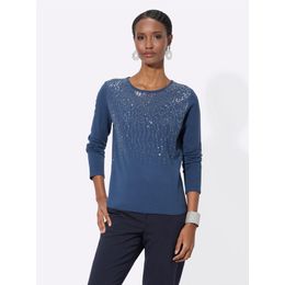 Lady Damen Strickpullover "Feinstrickpullover", blau, Gr. 38, unifarben, 50% Viskose, 28% Polyester, 22% Polyamid, Pullover