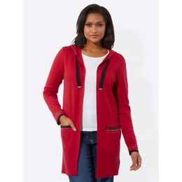 Inspirationen Damen Longstrickjacke, rot, Gr. 38, bedruckt, gemustert, unifarben, 50% Baumwolle, 50% Polyacryl, Strickjacken