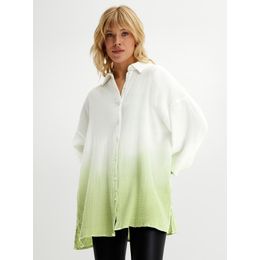 Langarmbluse Inspirationen, Damen, Gr. 46, beige (ecru, pistazie, gemustert), 100% Baumwolle, gemustert, Blusen