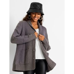 Inspirationen Damen Cardigan, grau, Gr. 36, meliert, 100% Polyacryl, Strickjacken