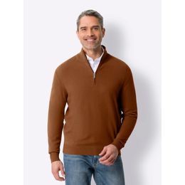 CLASSIC Herren Strickpullover "Troyer-Pullover", braun, Gr. 54, unifarben, 100% Polyacryl, Pullover