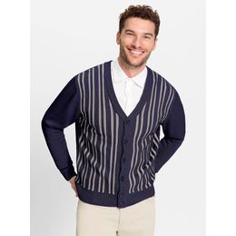 Strickjacke Marco Donati, Herren, Gr. 60/62, blau (marine, steingrau, gemustert), 70% Polyacryl, 30% Wolle, gemustert, mehrfarbig, unifarben, Strickjacken