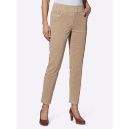Inspirationen Damen Schlupfhose, beige, Gr. 40, unifarben, 98% Baumwolle, 2% Elasthan, Hosen