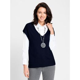 Inspirationen Damen Pullunder "Pullunder", blau, Gr. 40, unifarben, 50% Viskose, 25% Polyester, 25% Polyamid, Pullover