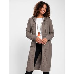 Casual Looks Damen Longstrickjacke, grau, Gr. 38, unifarben, 50% Baumwolle, 50% Polyacryl, Strickjacken