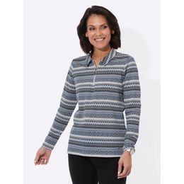 Sweatshirt Casual Looks, Damen, Gr. 42, blau (rauchblau, steingrau, bedruckt), 100% Baumwolle, gemustert, mehrfarbig, Sweatshirts