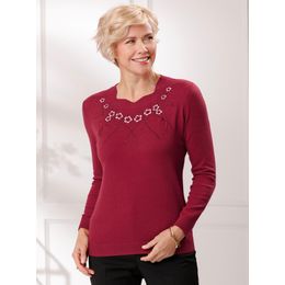 CLASSIC Damen Strickpullover "Langarm-Pullover", rot, Gr. 40, meliert, 45% Viskose, 35% Polyamid, 20% Polyester, Pullover