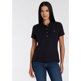 Gant Damen Poloshirt "Slim Shield Cap Logo Polo", schwarz, Gr. S, Piqué, Obermaterial: 100% Baumwolle, Shirts