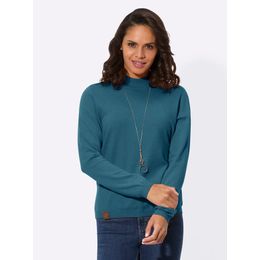 Casual Looks Damen Stehkragenpullover "Stehkragen-Pullover", blau, Gr. 40, unifarben, 50% Viskose, 28% Polyester, 22% Polyamid, Pullover