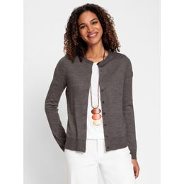 Casual Looks Damen Strickjacke, grau, Gr. 42, unifarben, 100% Polyacryl, Strickjacken