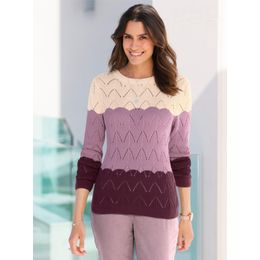 Ajourpullover Inspirationen "Pullover", Damen, Gr. 40, burgund, mauve, gemustert, 55% Baumwolle, 45% Viskose, gemustert, mehrfarbig, Pullover